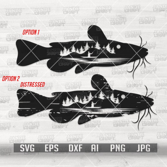 Cat Fish Silhouette Cat Fishing SVG Bundle Fish Scene - Etsy
