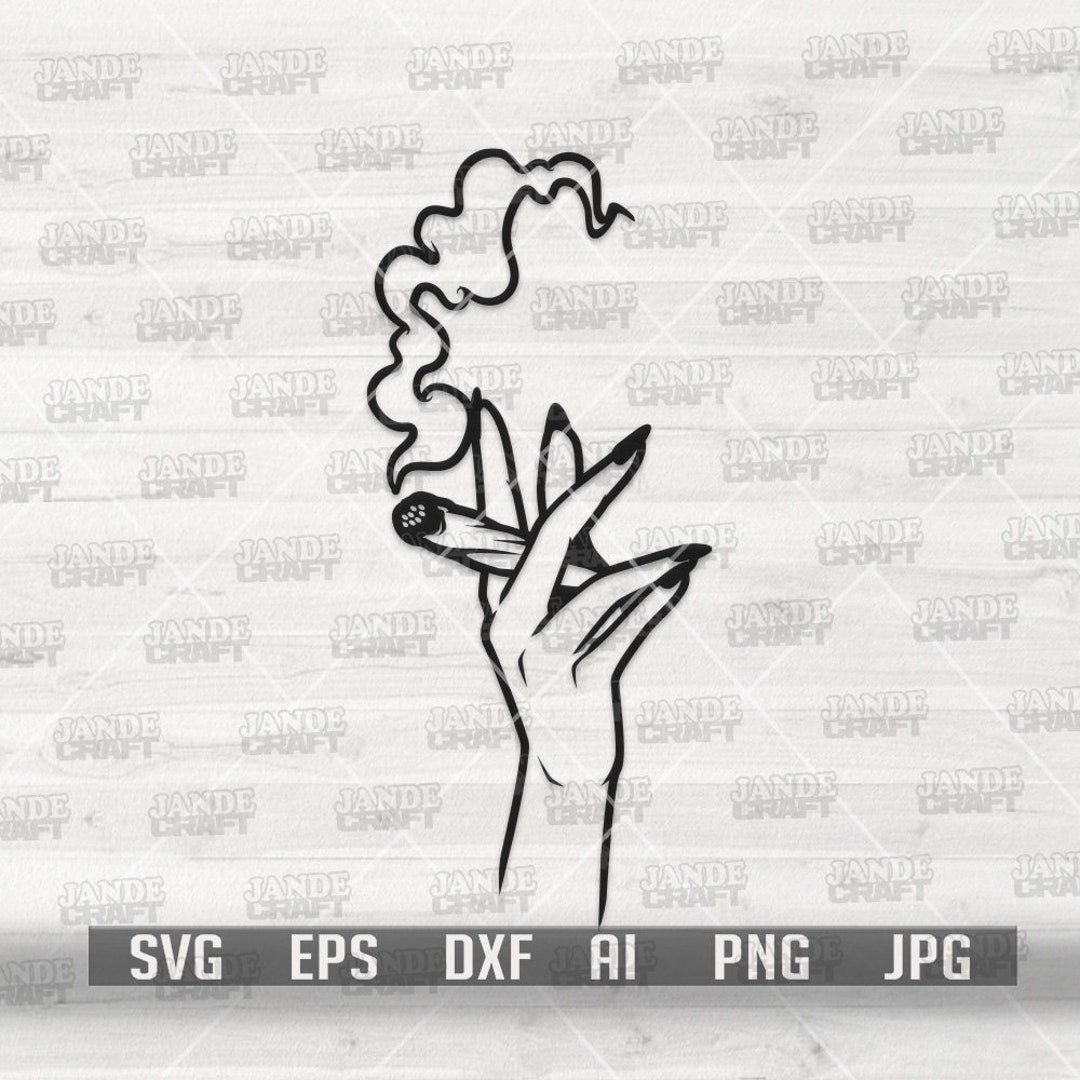 Hand Smoking Joint Svg | Rolling Marijuana Blunt Stencil | Lightning ...