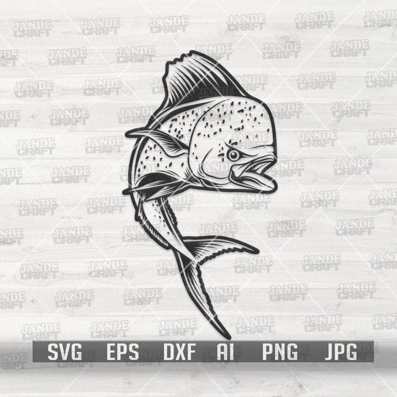 Mahi Fish Svg Salt Water Fish Clipart Sea Angling Stencil - Etsy
