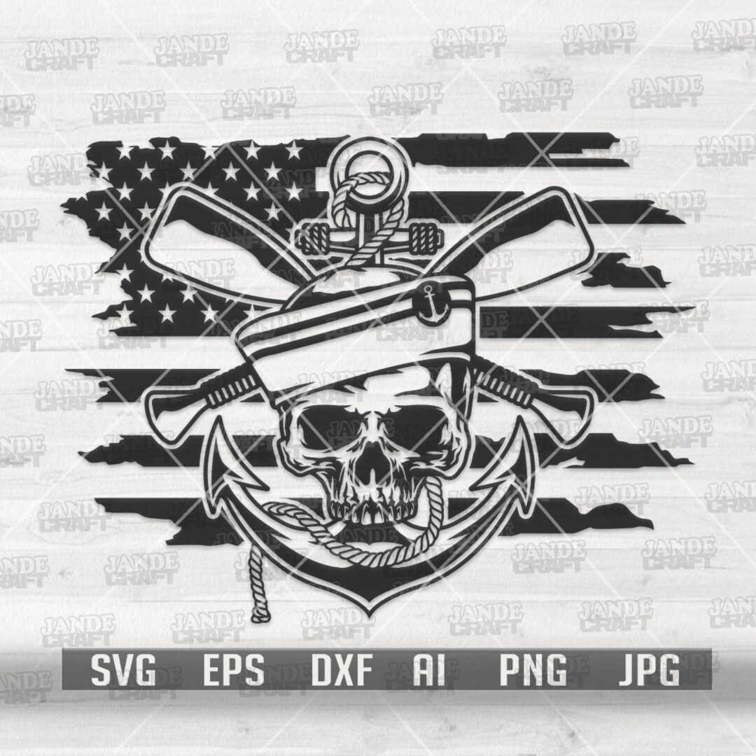 US Marine Navy Skull Svg | Sailman Clipart | Sailor Dad Gift Idea Dxf ...