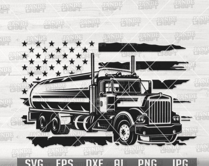 US Oil Tanker Svg File | Tanker Truck Svg | Truck Driver Dad Png ...