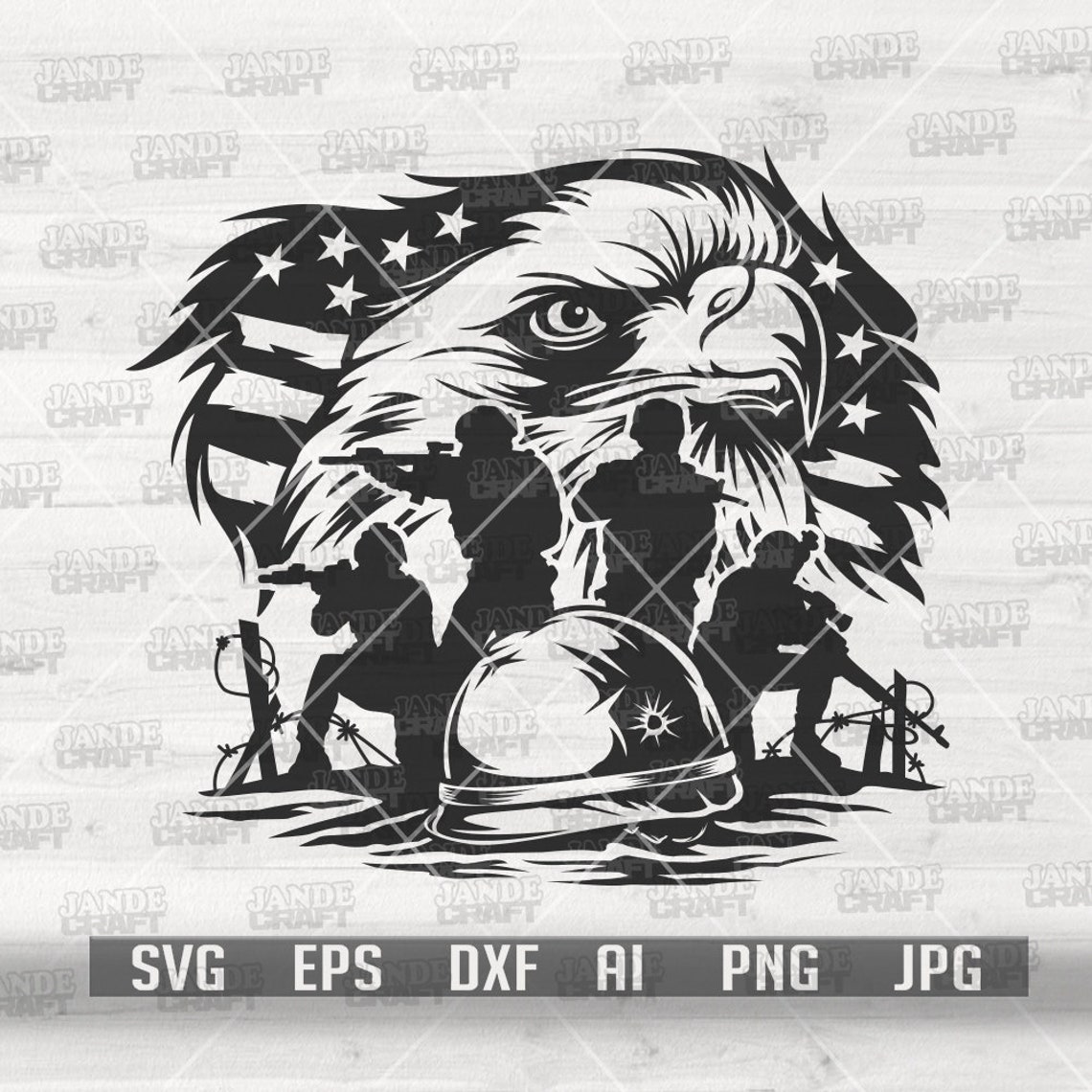 US Patriotic Eagle Soldier Svg Military Eagle Svg American - Etsy