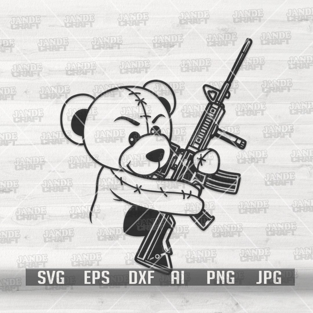 Teddy With Machine Gun Svg Hipster Bear Clipart Gangster Grizzly ...