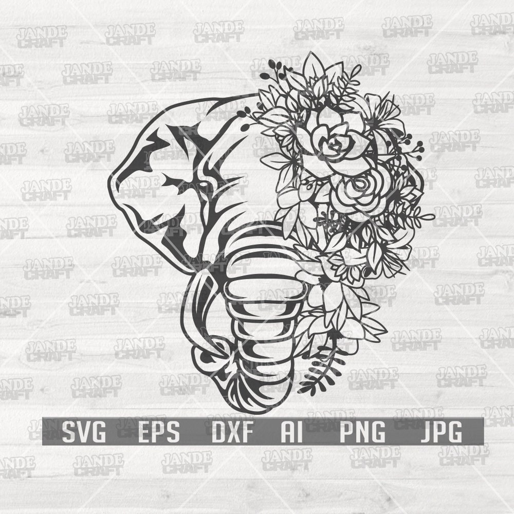 Floral Elephant svg Elephant Clipart Elephant Cutfile | Etsy