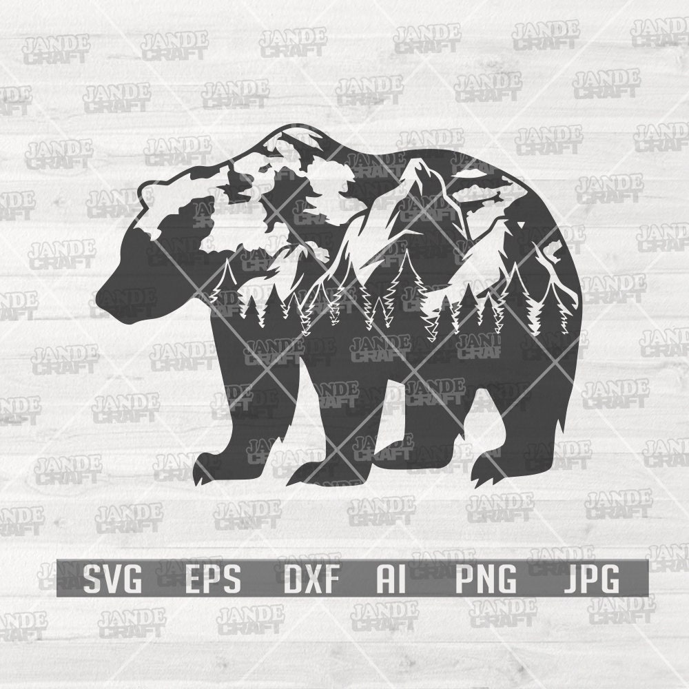 Bear svg Bear png Outdoor Scene svg Mountain Scene svg | Etsy