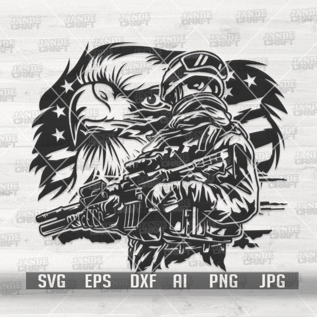 US Eagle Soldier Svg | Military Dad Cutfile | Army Stencil | Combat ...