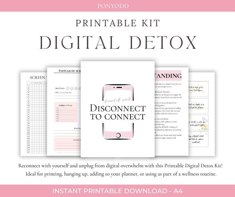 Digital Detox Kit | Printable Guide + Screen Time Tracker | Mindfulness ...
