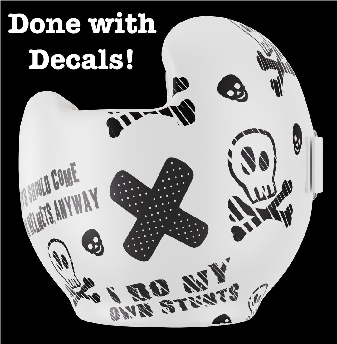 Custom Skull Decals – ‘I Do My Own Stunts’ Design for Doc Band, Cranial ...