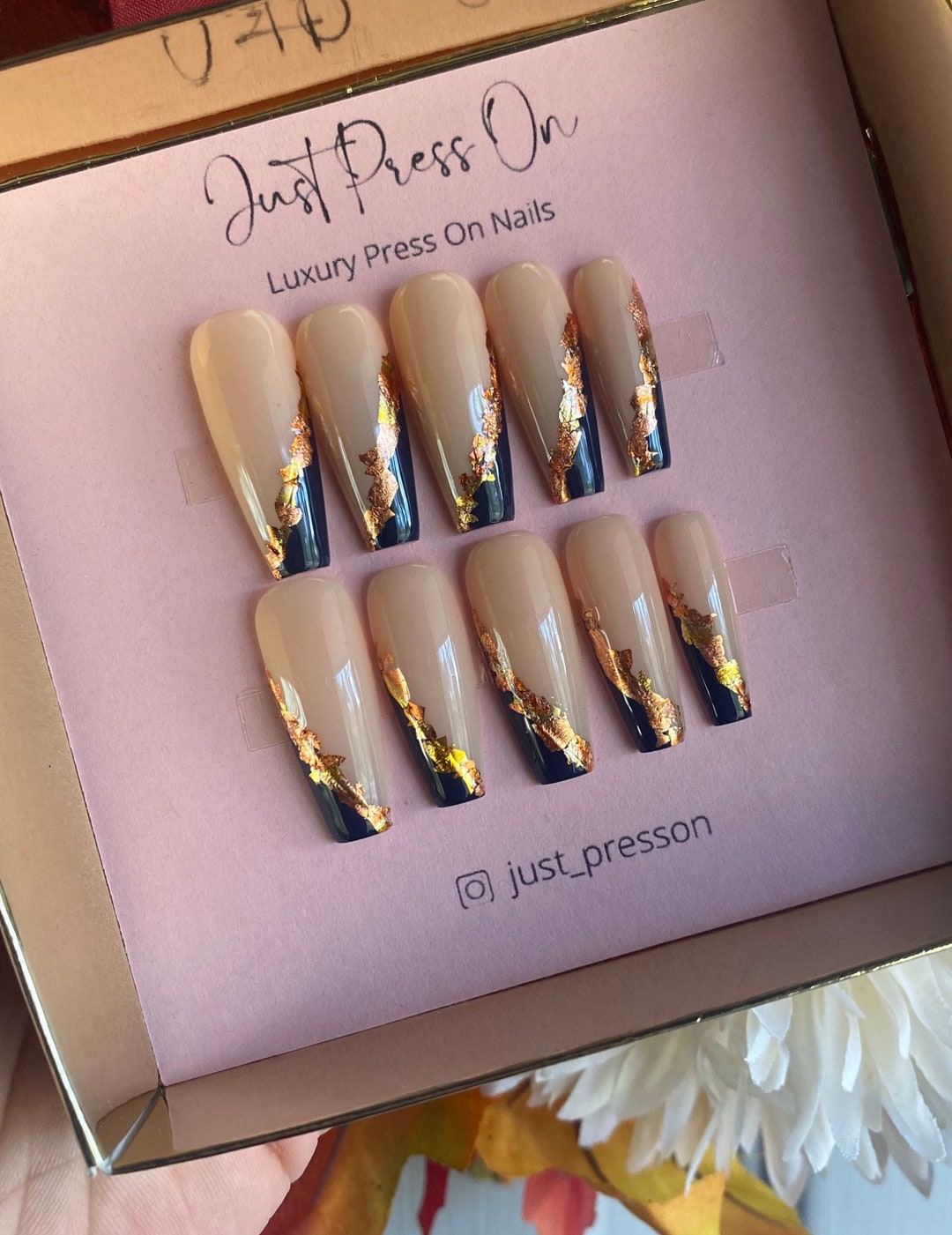 Navy Blue French Tips | French Tip Nails | Press on Nails | Glue on ...