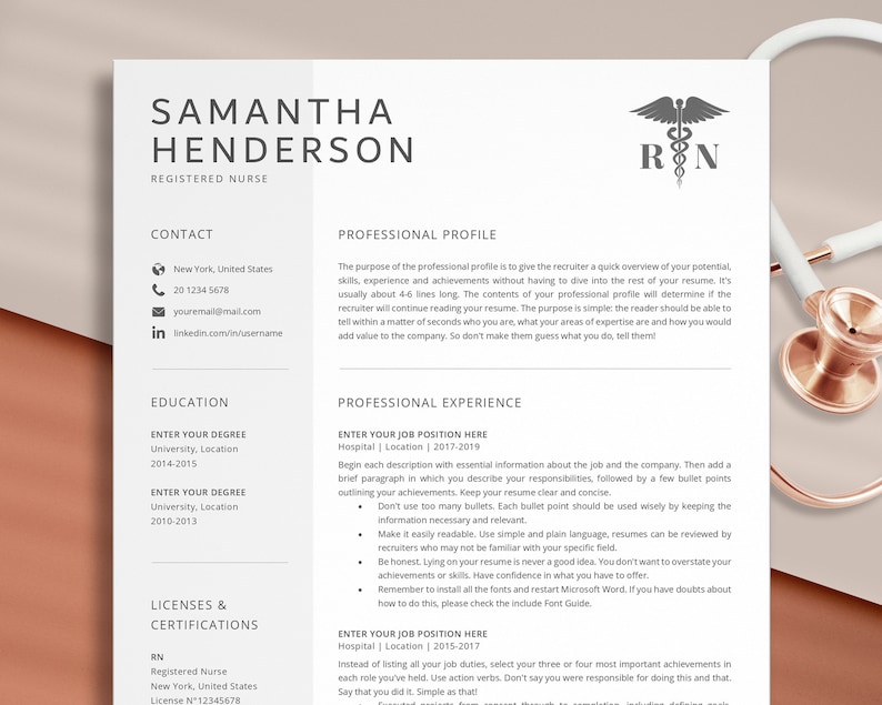 RN Resume Template, Nurse Resume Template Word, Nursing Resume Template ...