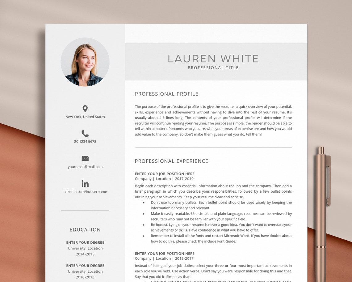 Cv Template Word, Creative Resume Template Word, Cv Template ...