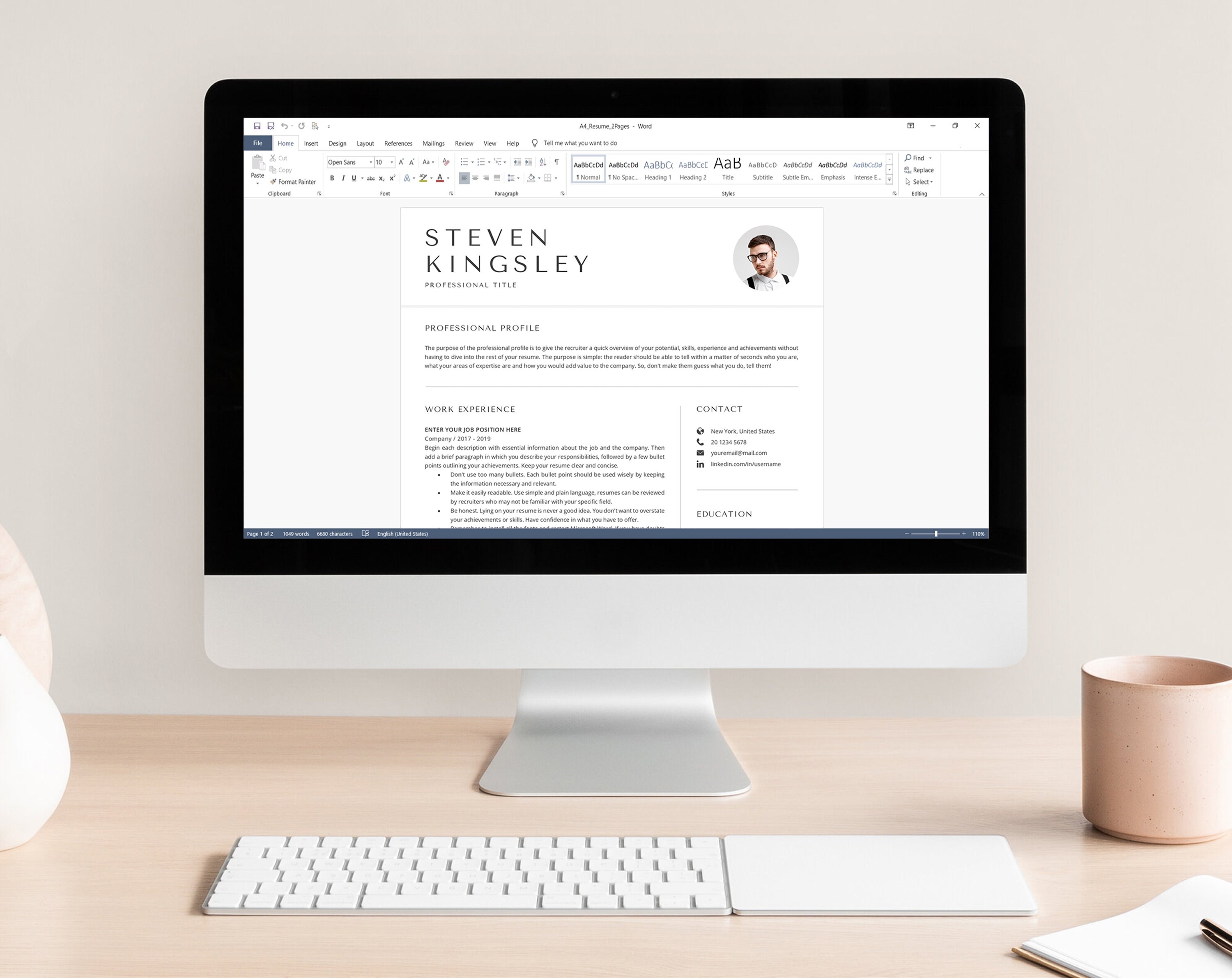 CV Template With Photo, CV Template Word, Lebenslauf Vorlage, Cv Design ...
