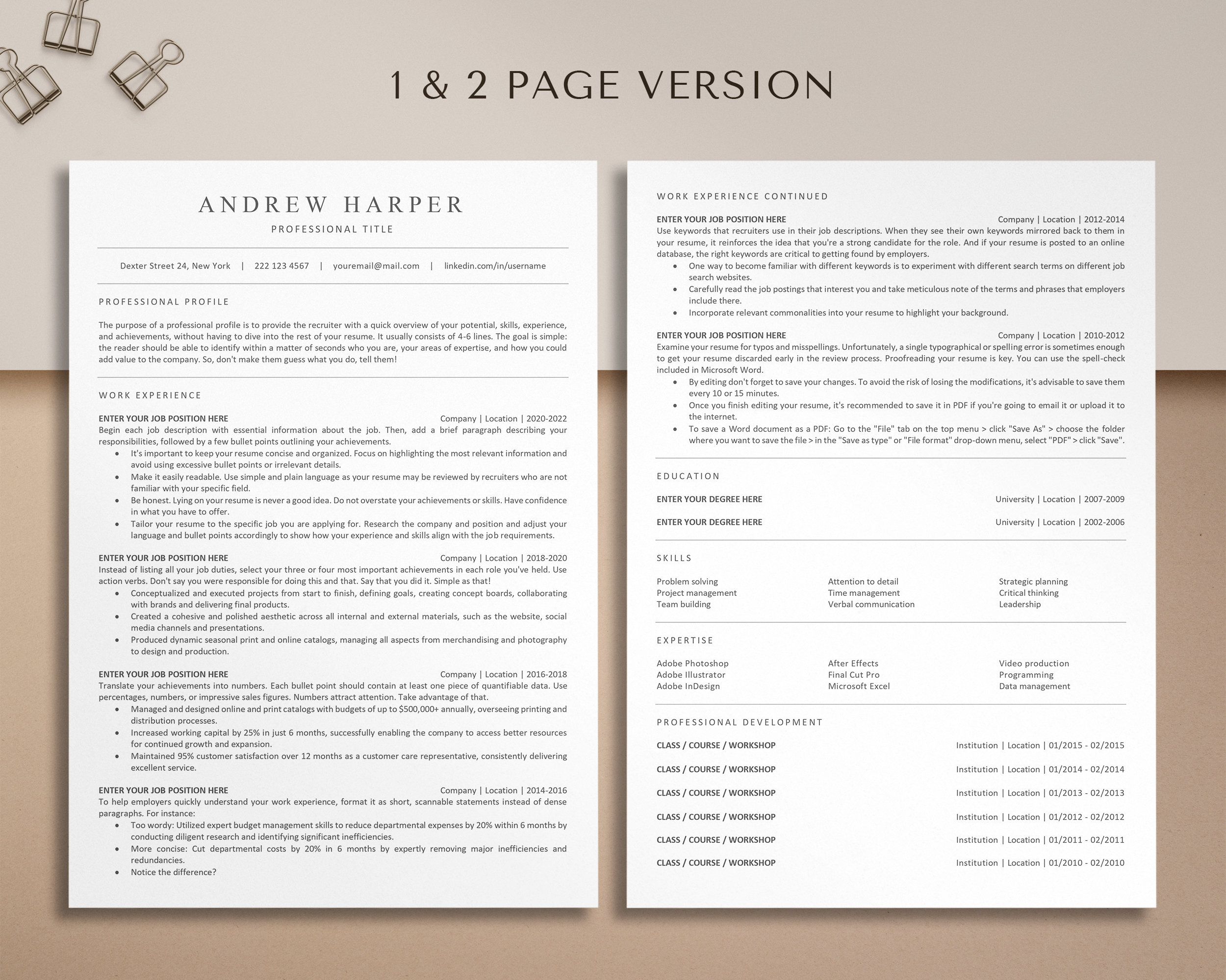 ATS Resume Template Word, Pages, Google Docs, ATS Friendly Resume ...