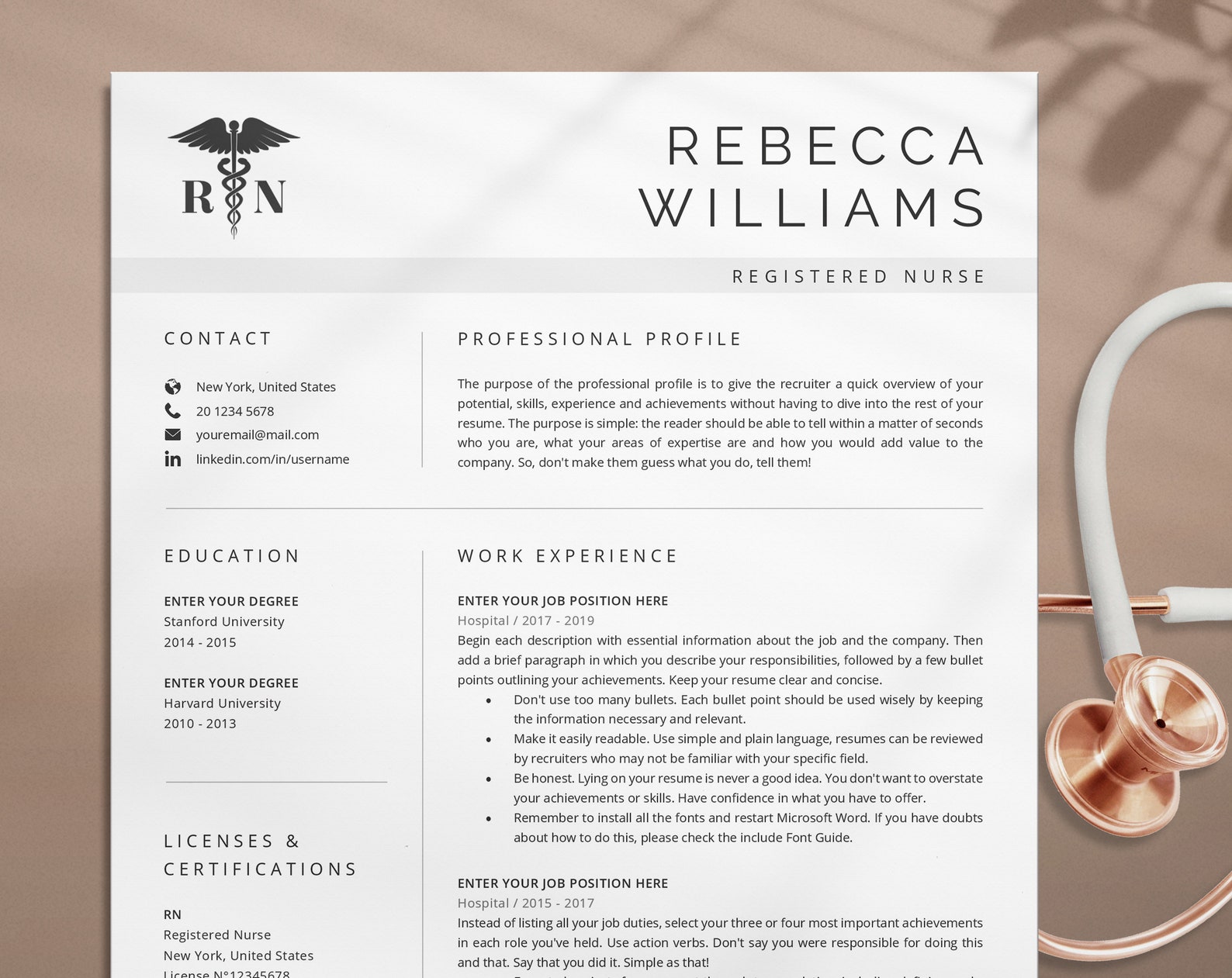 Nurse Resume Template Word, Registered Nurse Resume Template Word ...