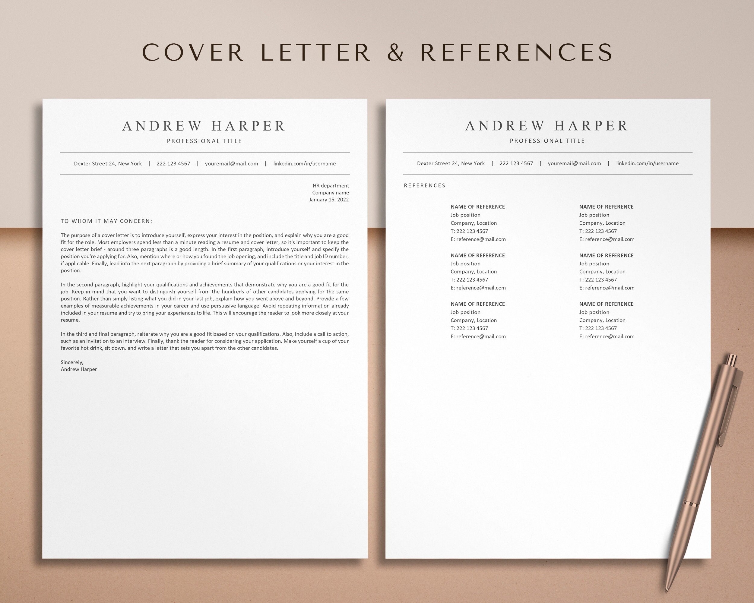 ATS Resume Template Word, Pages, Google Docs, ATS Friendly Resume ...