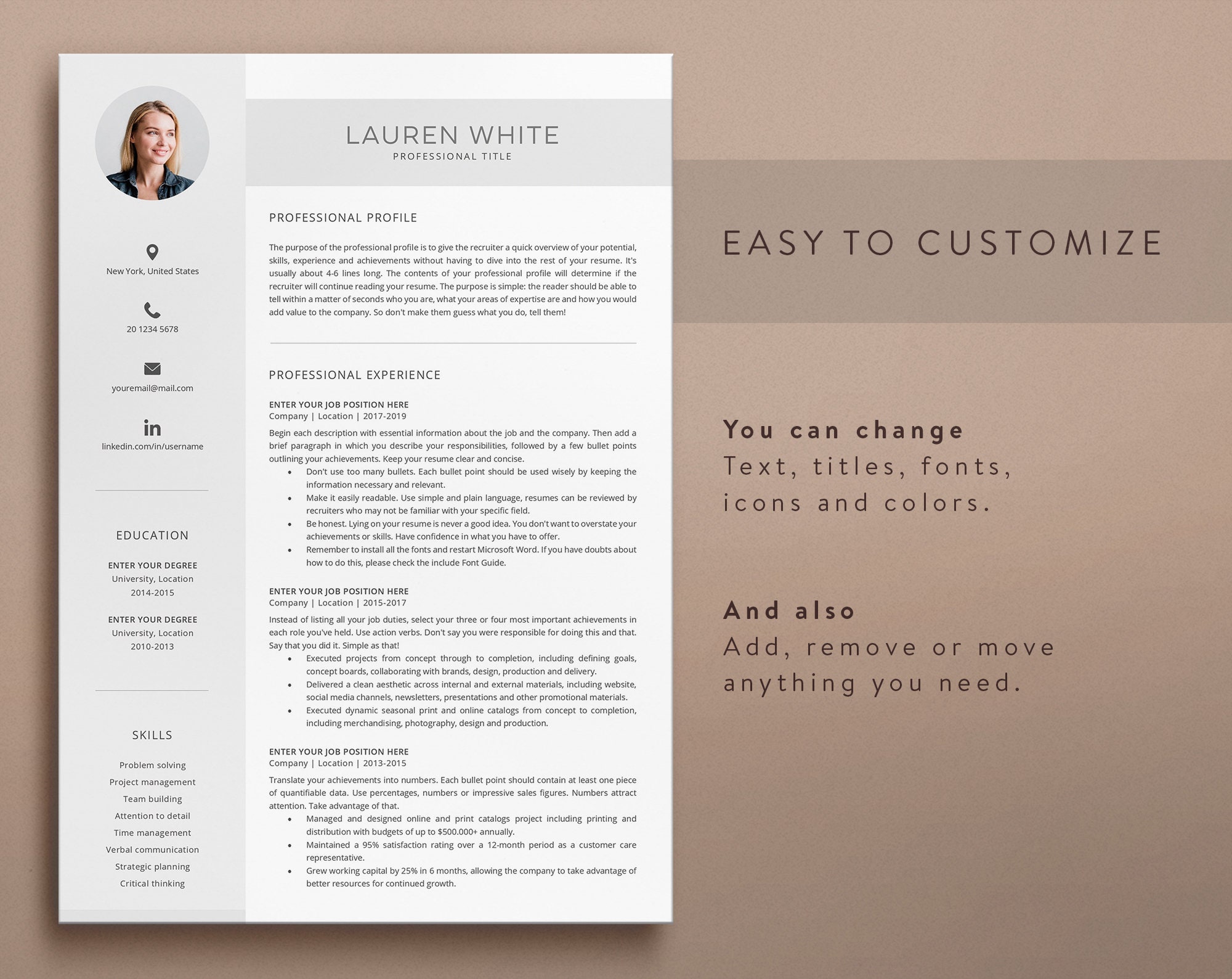Cv Template Word, Creative Resume Template Word, Cv Template ...