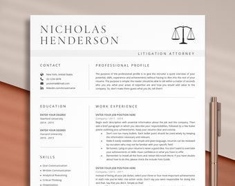 ATS Legal Resume Template Word, Paralegal Resume Template Word, ATS ...
