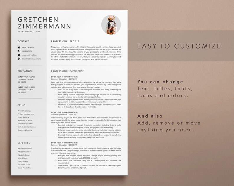 Creative Resume Template Cv Template With Photo Cv Resume - Etsy
