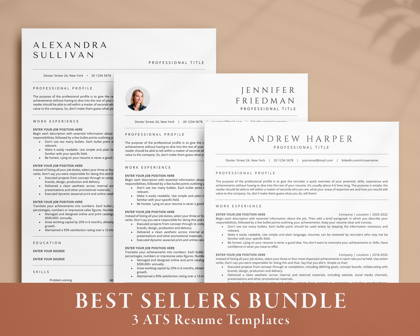 ATS Resume Template Bundle, Best Selling Resume Templates, Professional ...
