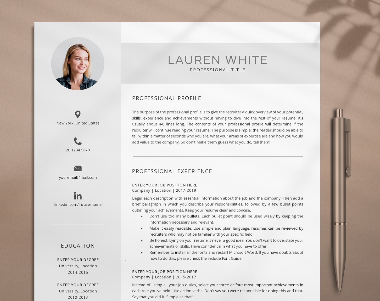 Cv Template Word Creative Resume Template Word Cv Template - Etsy