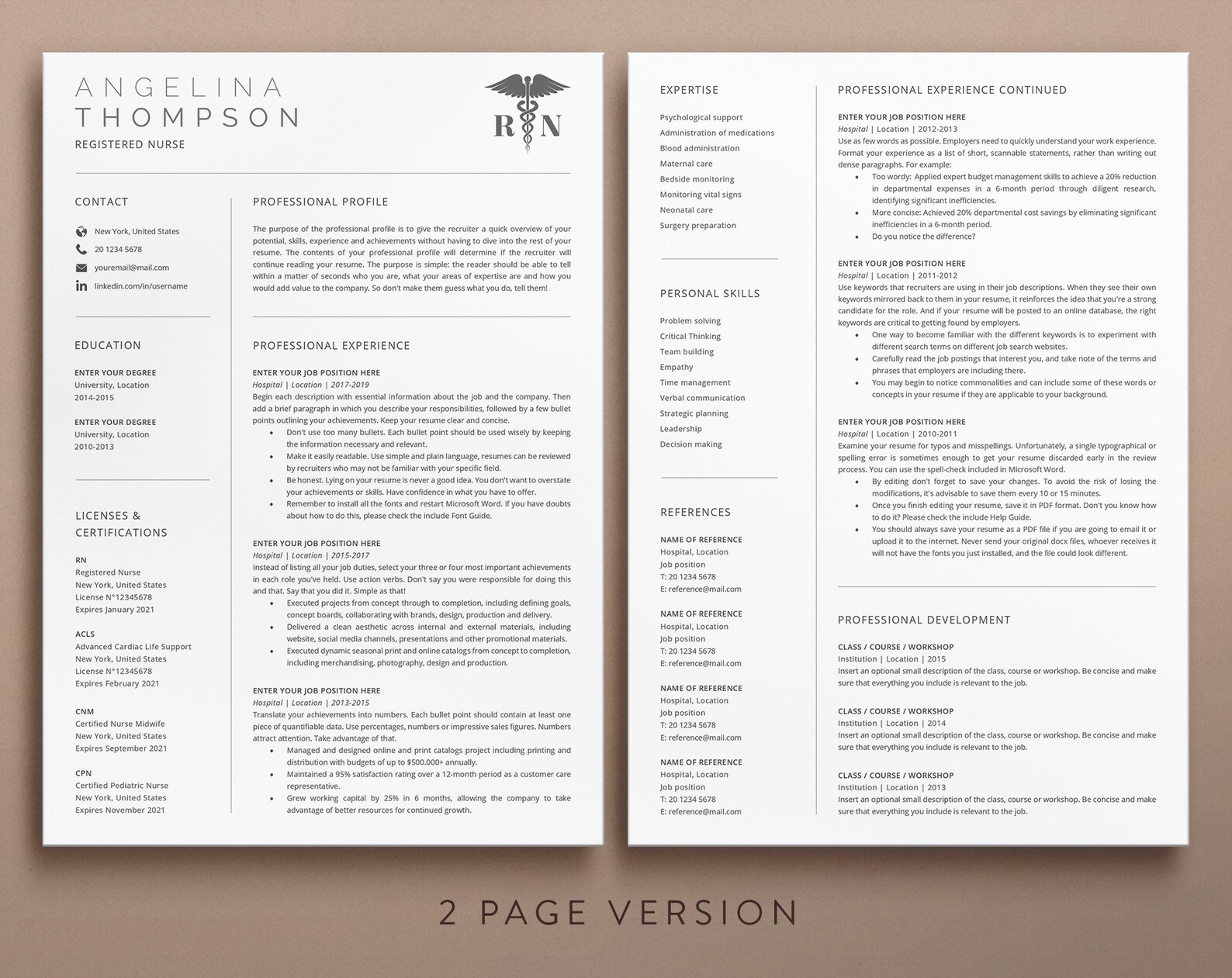 Nursing Resume Template Word, RN Resume Template Word, Registered Nurse ...