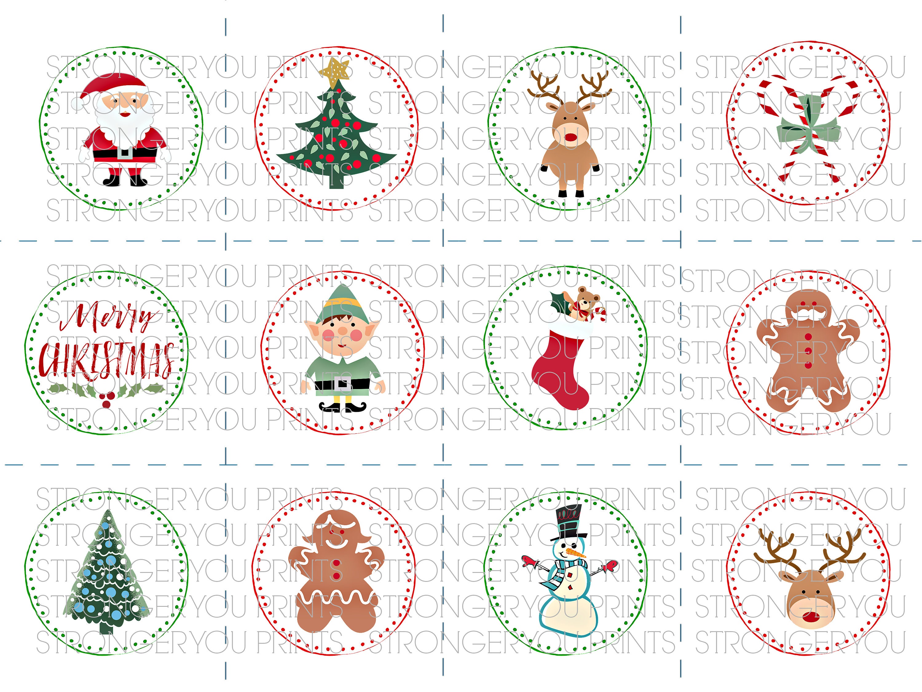 Christmas Cupcake Toppers Printable, Holiday Cupcake, Santa Claus Decor ...