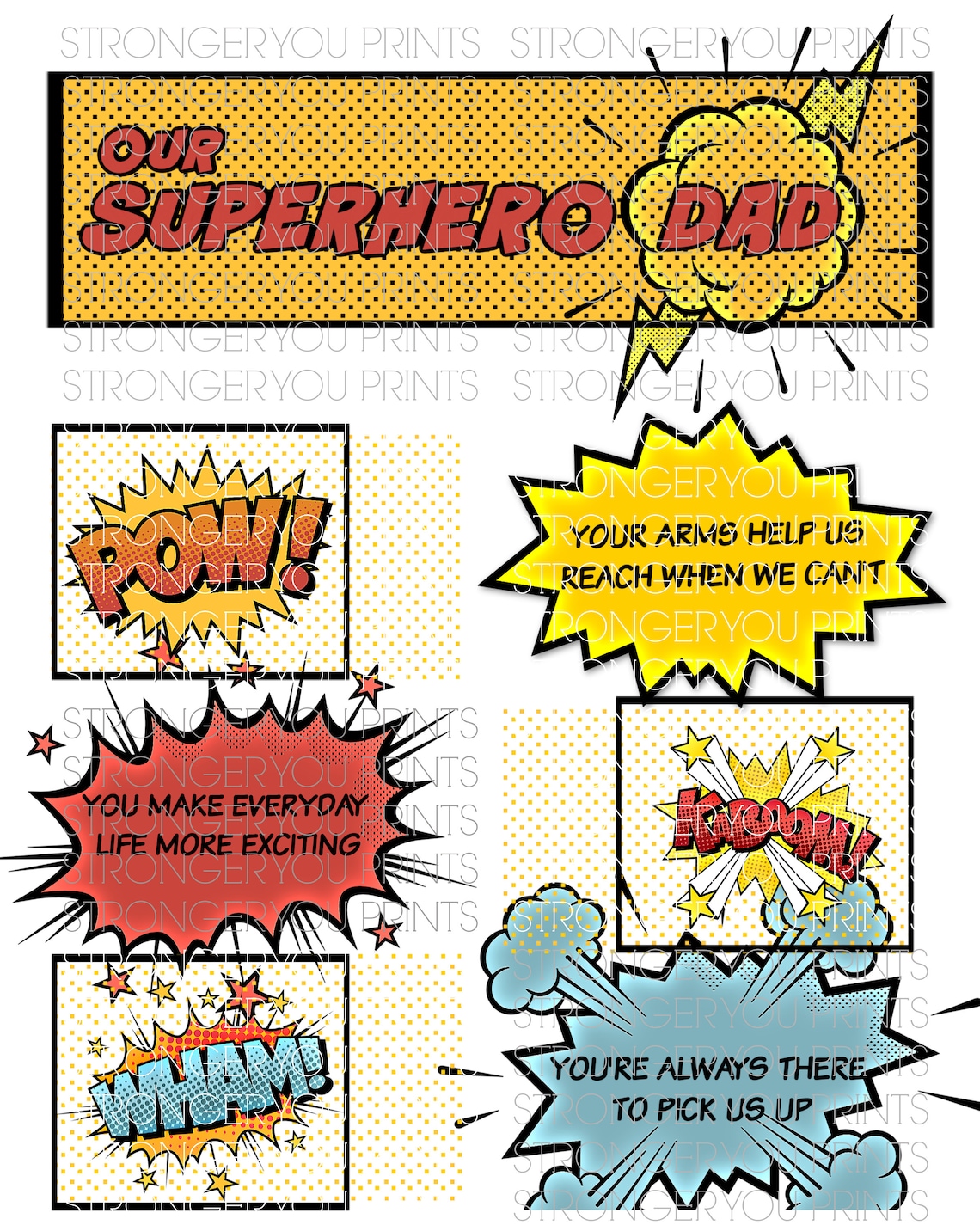 Fathers Day Hero Card Comic Strip Dad Card Fathers Day - Etsy