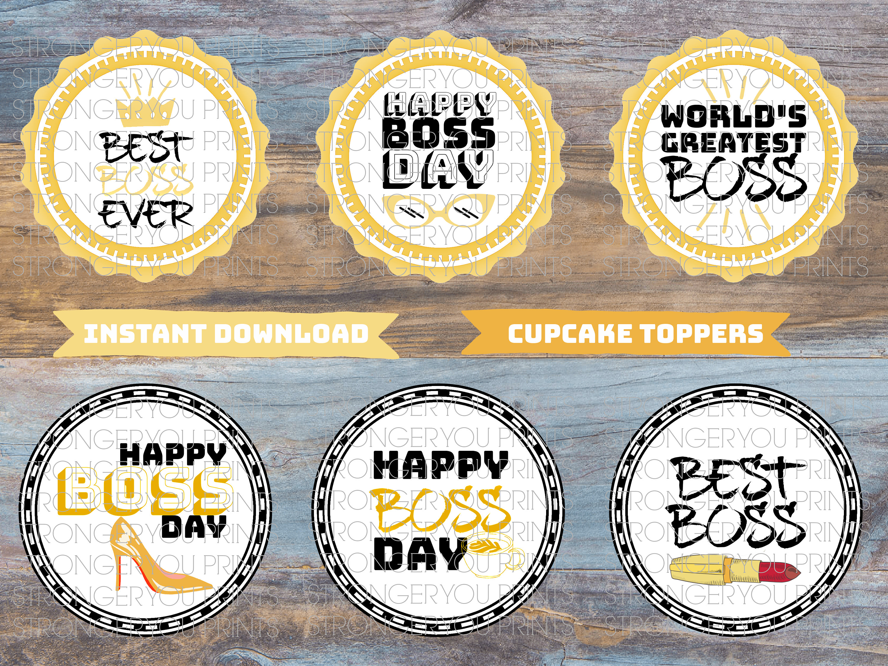 Female Boss Day Cupcake Topper, Lady Boss Day Cupcake, Happy Boss Day ...