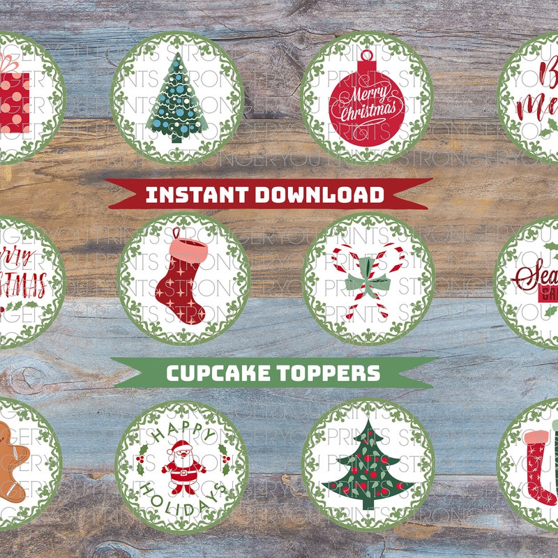 Christmas Cupcake Toppers - Etsy