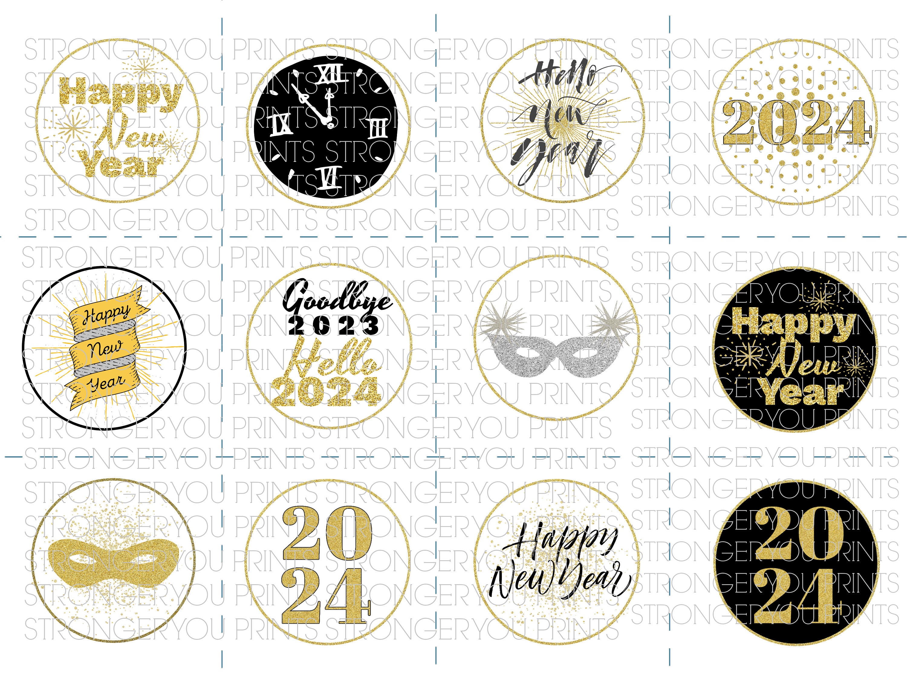 Happy New Year Cupcake Toppers Printable, 2024 Cupcake, New Years Decor ...