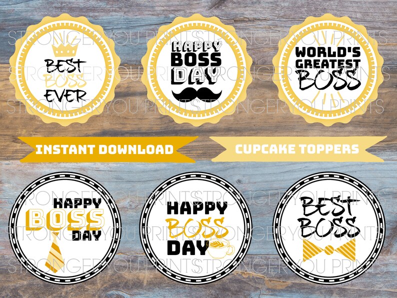 Boss Day Cupcake Topper, Happy Boss Day Decoration, Best Boss Printable ...