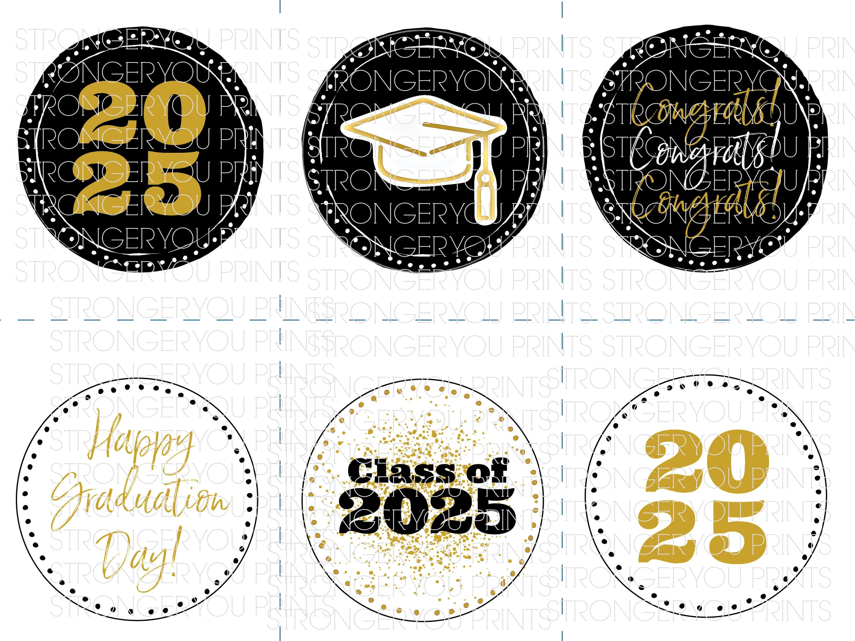 Graduation Cupcake Printable Toppers, Class of 2025, Black Gold Grad ...