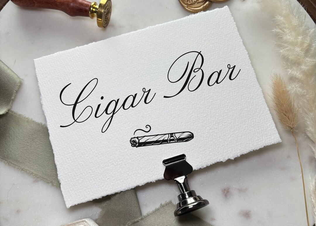 Deckle Edge Wedding Cigar Bar Sign | Cigar Bar Wedding | Custom Cigar ...