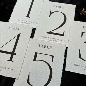 Deckle Edge Wedding Table Numbers | Custom With Name & Date - Etsy
