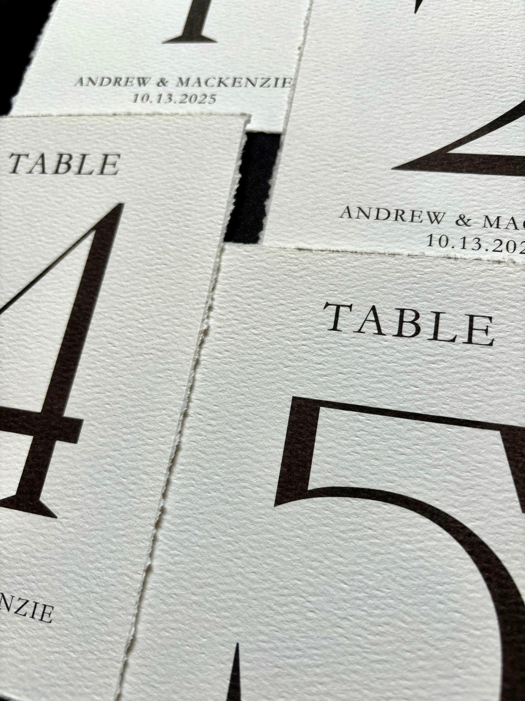 Deckle Edge Wedding Table Numbers | Custom With Name & Date - Etsy