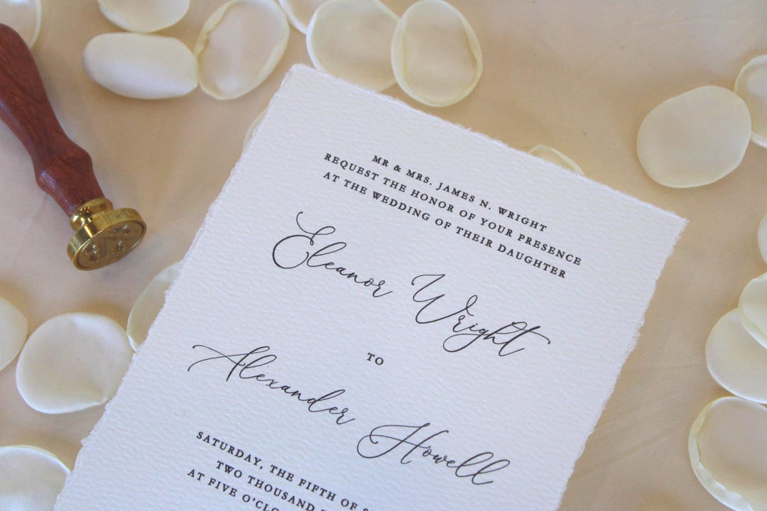 Handmade Deckle Edge Wedding Invitations - Custom Wedding Invitation ...