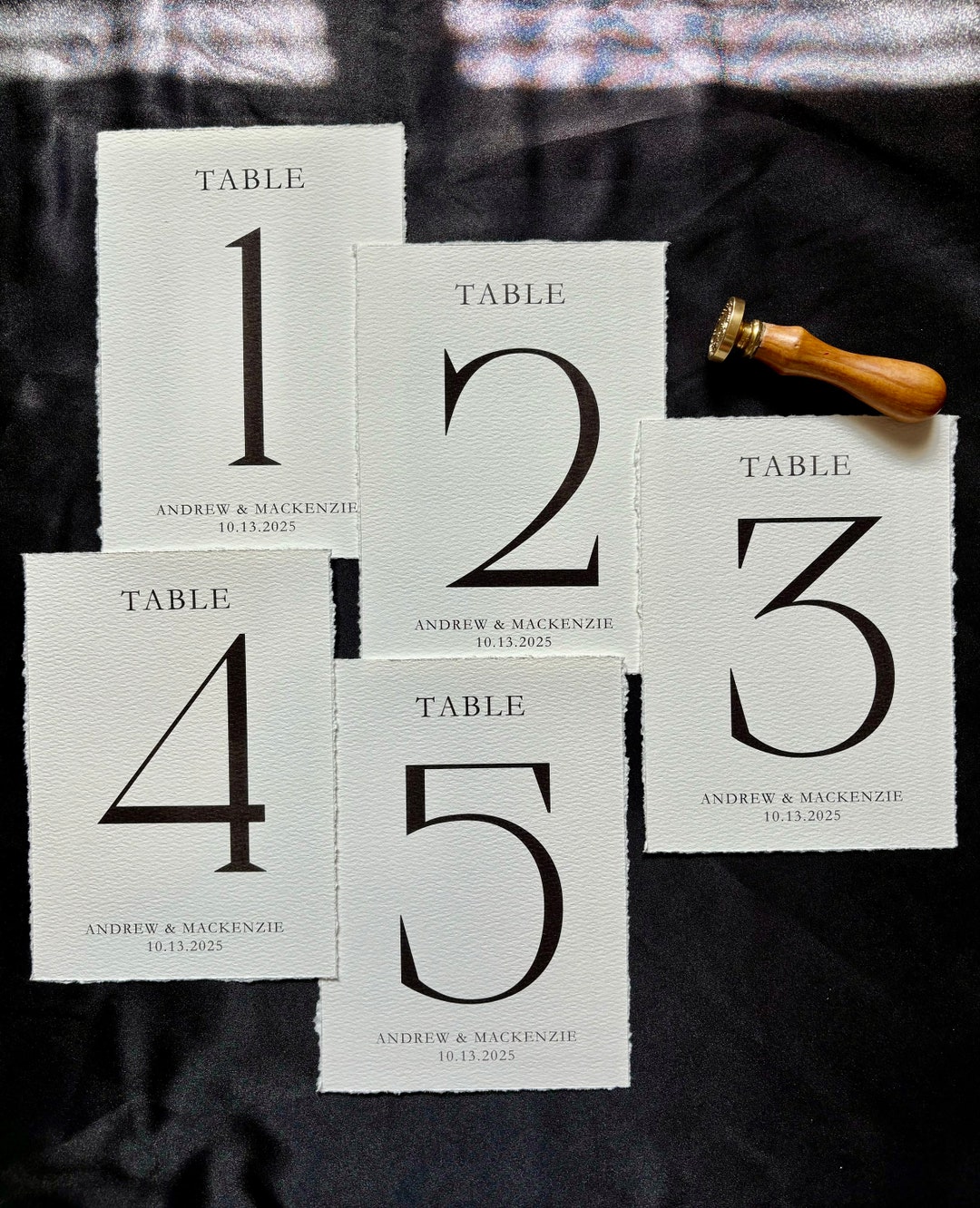 Deckle Edge Wedding Table Numbers | Custom With Name & Date - Etsy