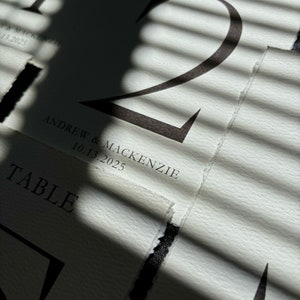 Deckle Edge Wedding Table Numbers | Custom With Name & Date - Etsy