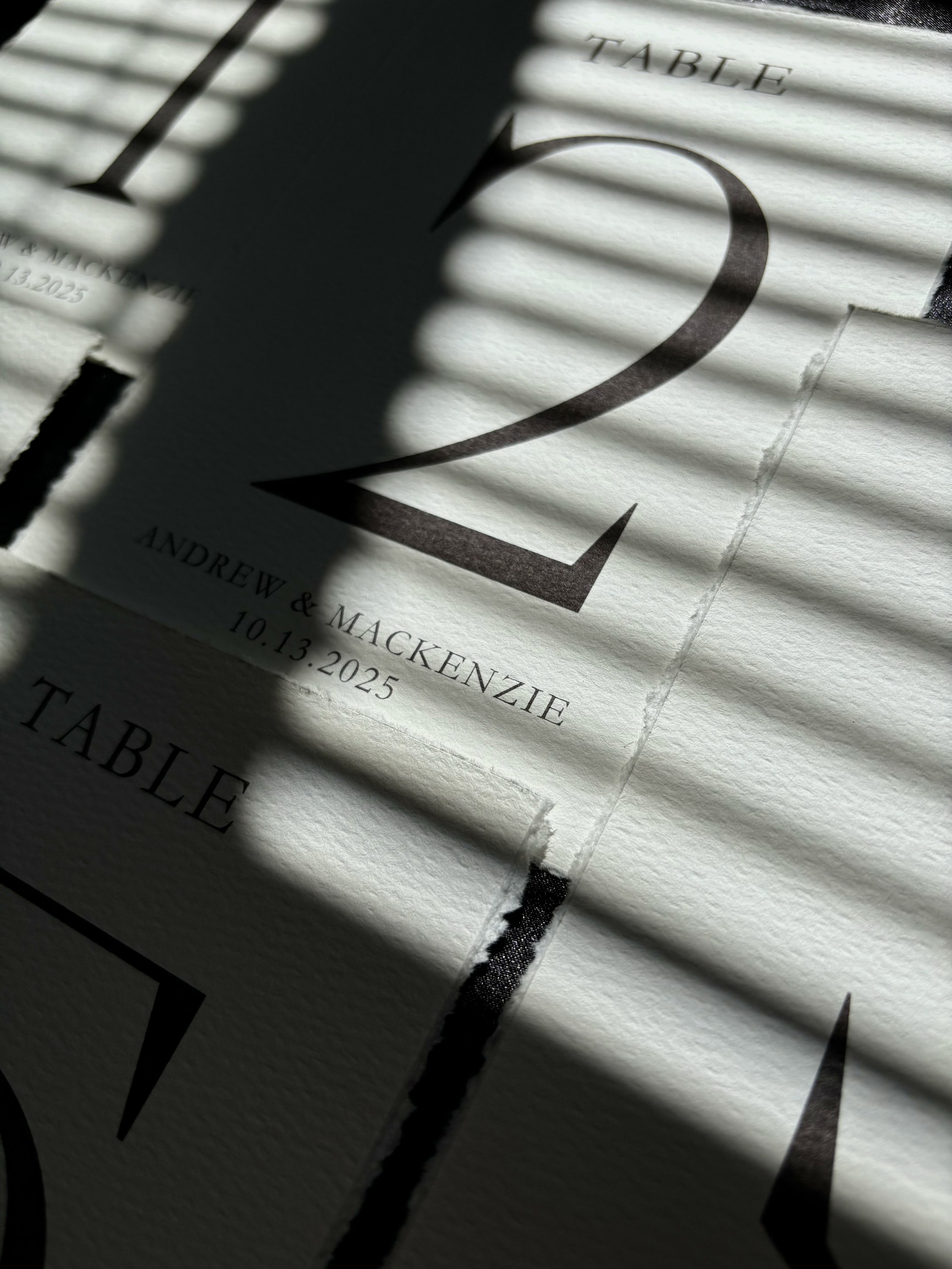 Deckle Edge Wedding Table Numbers | Custom With Name & Date - Etsy