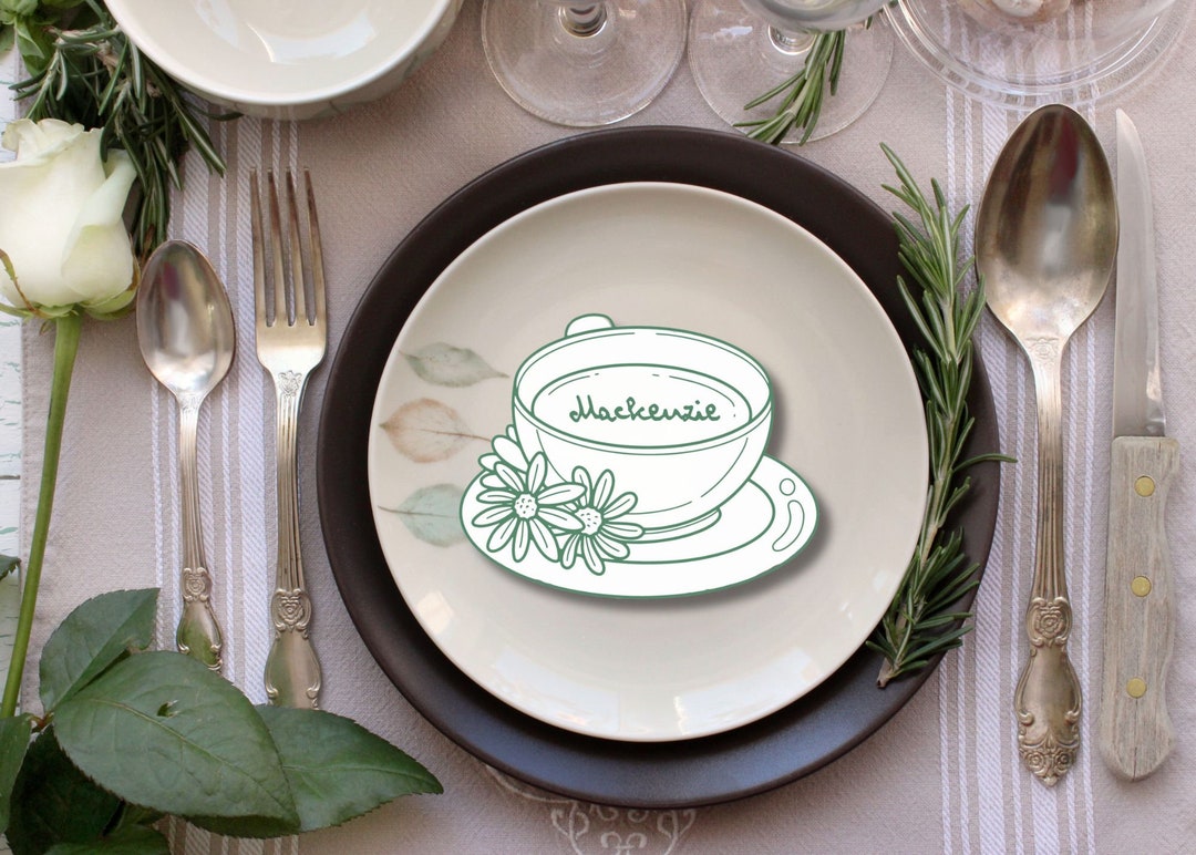 Hand Drawn Place Cards Bridal Shower Tea Cup Place Cards Bridal Shower ...