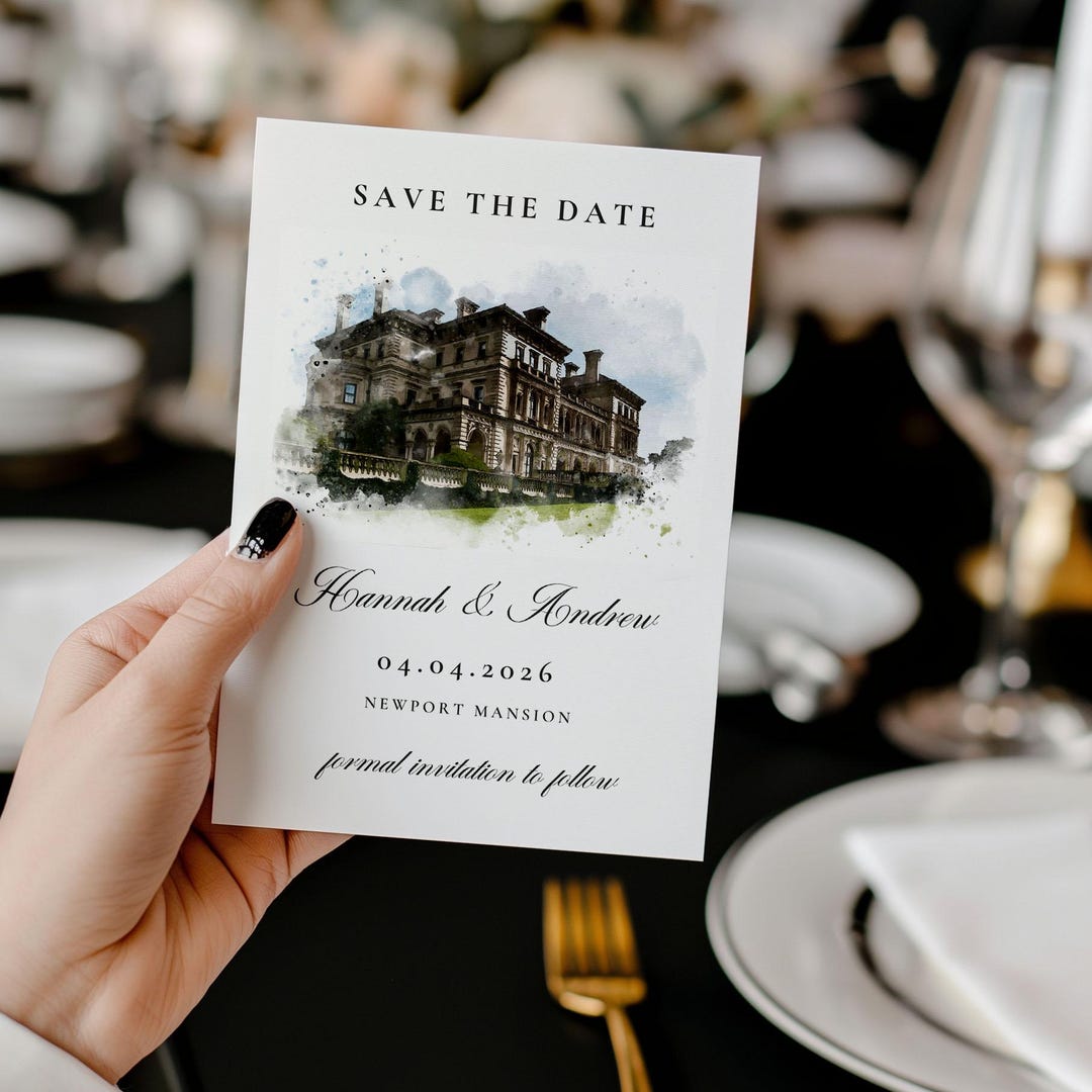 Watercolor Venue Save the Date Wedding Invitations, Custom Watercolor ...