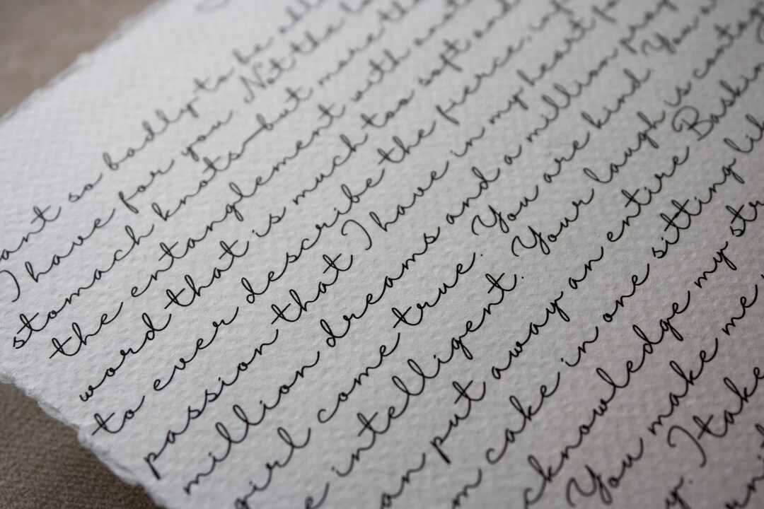 Custom Hand Written Wedding Vows | Calligraphy Wedding Vows | Deckle ...