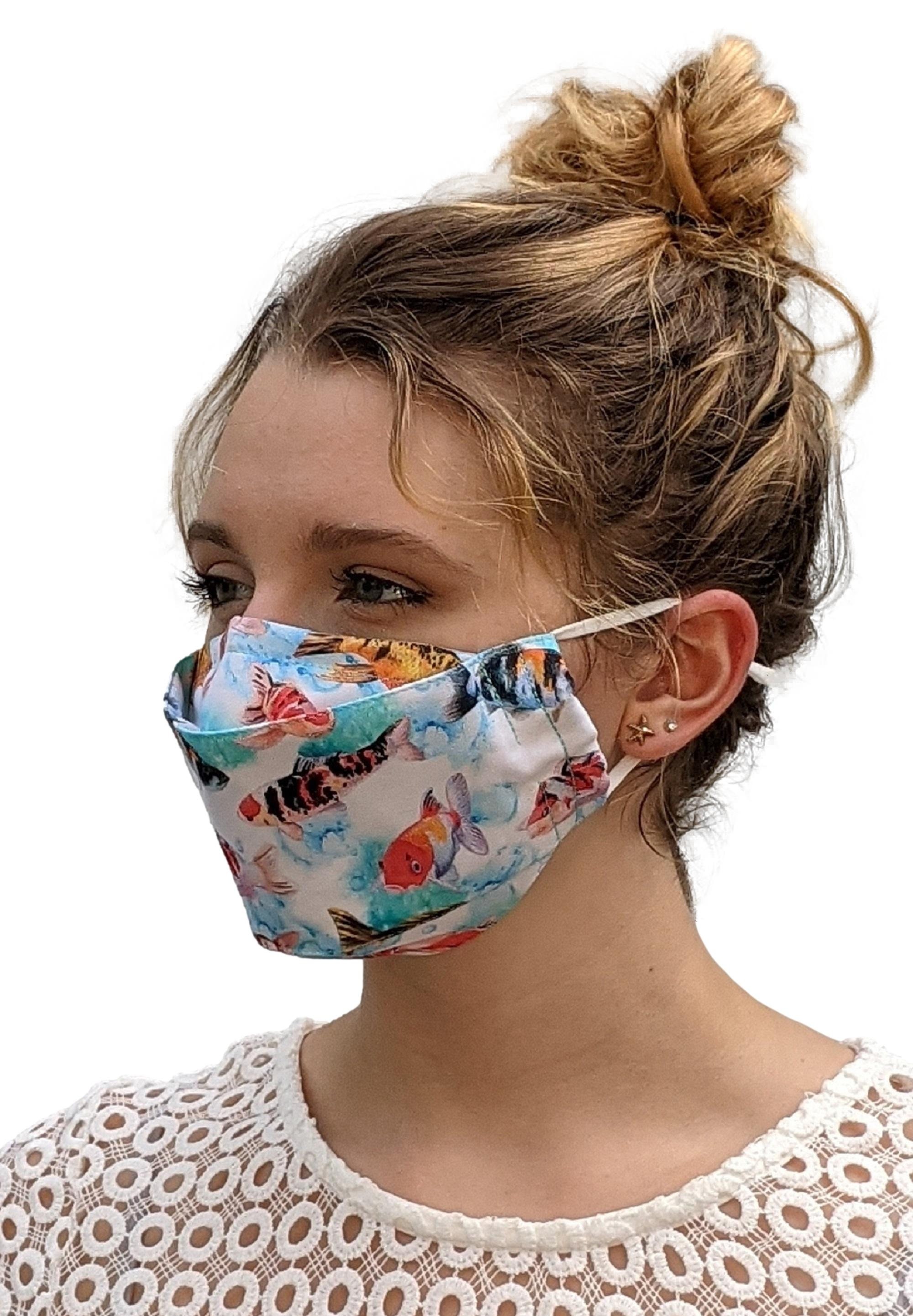 3D Koi Fish Face Mask, 3 Layer Covering, Washable, Nose Wire ...