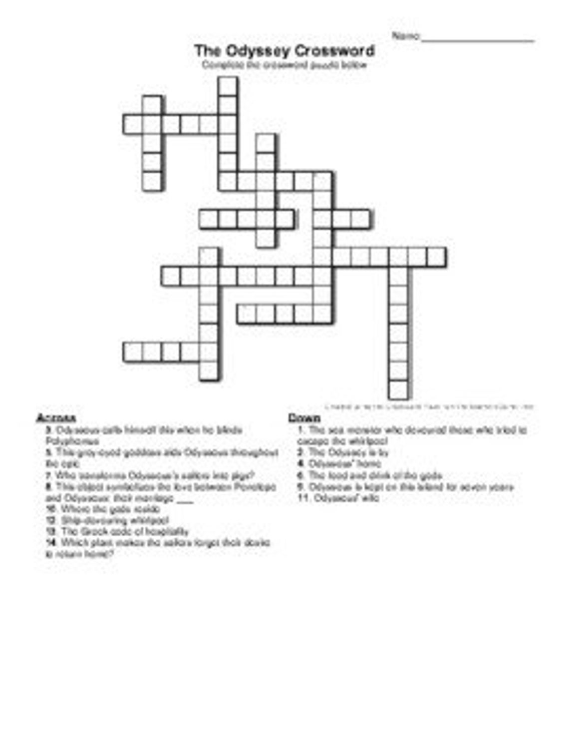The Odyssey Crossword Puzzle! - Etsy