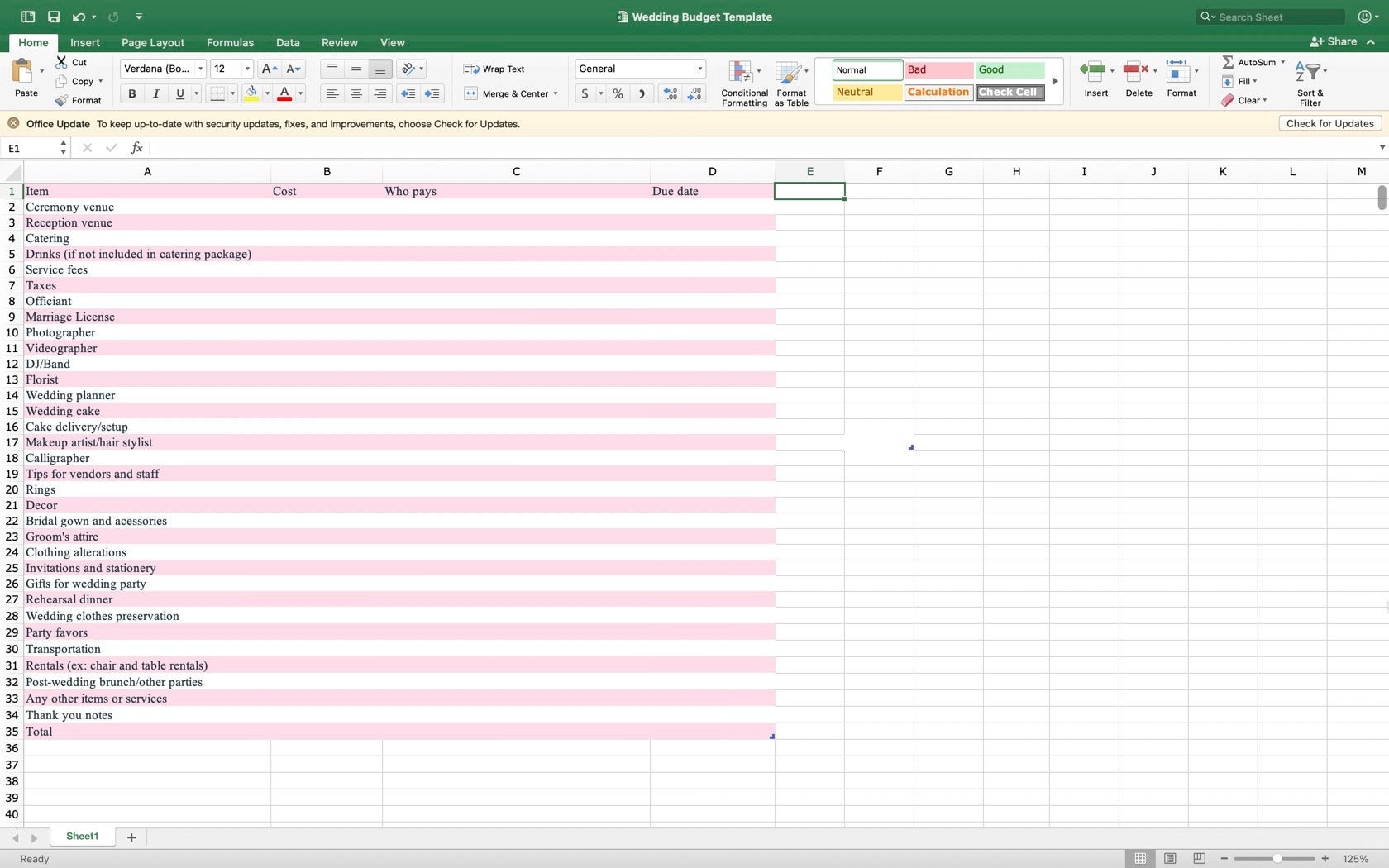 Wedding Budget Spreadsheet Excel, Wedding Budget Tracker, Wedding ...