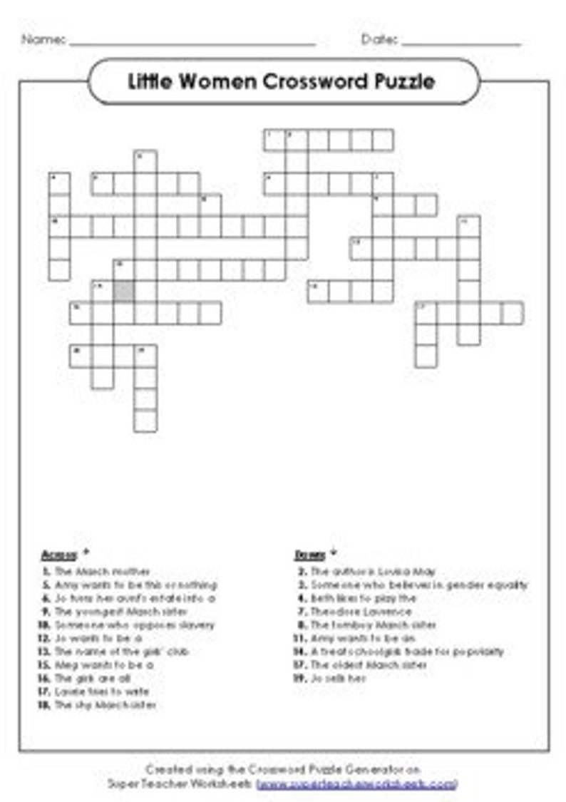 Little Women Crossword Puzzle! - Etsy