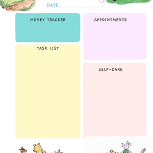 Winnie the Pooh Daily Planner Sheets, Undated Printable Planner, Winnie ...
