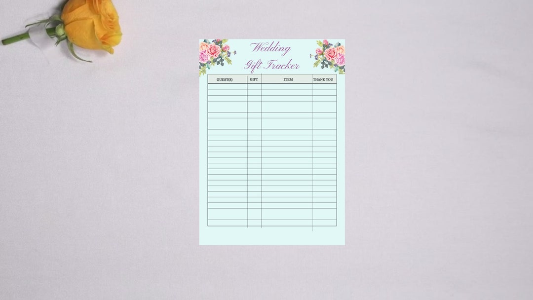 Wedding Gift Tracker, Wedding Shower Gift Tracker Printable, Thank You ...