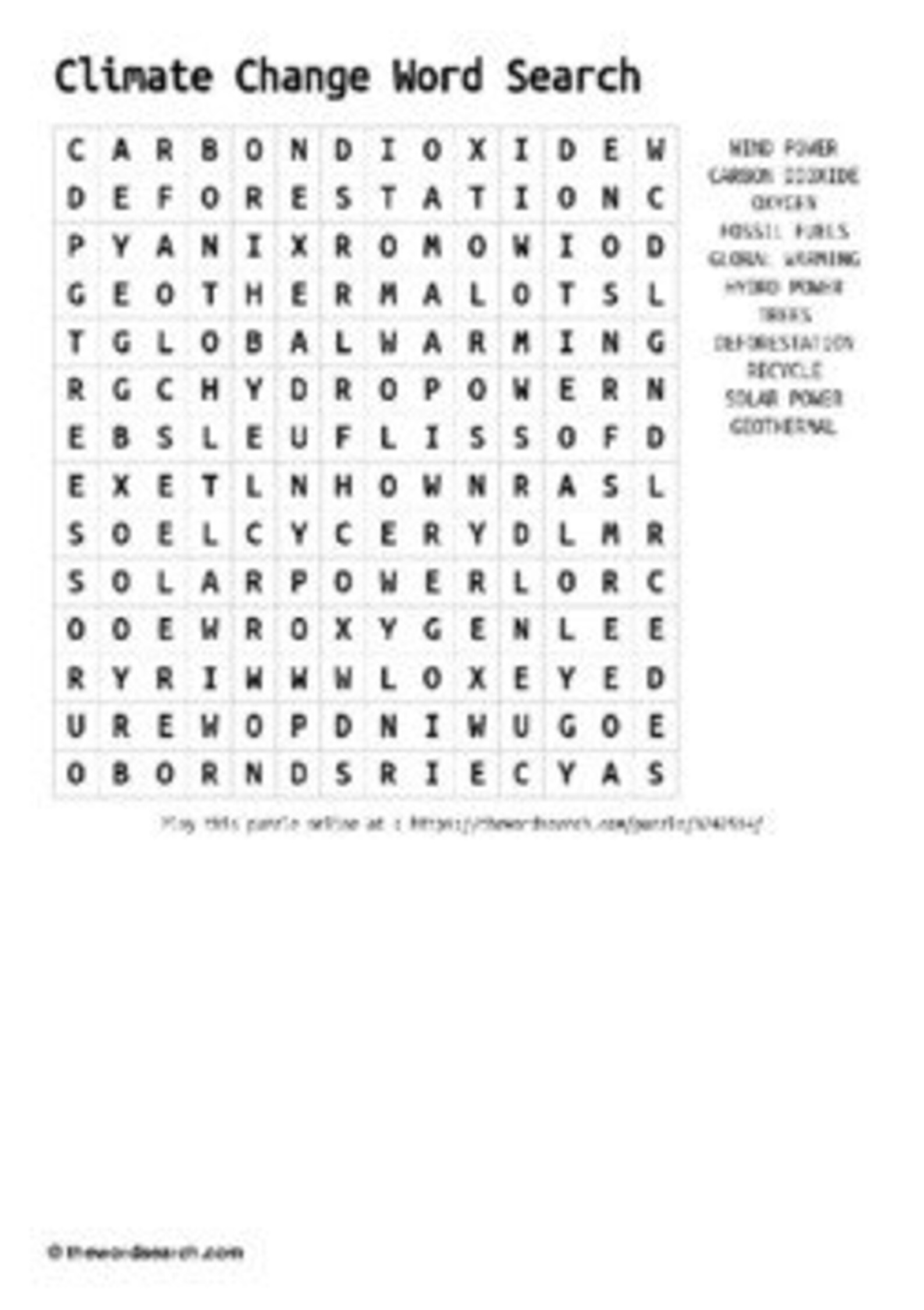 Climate Change Word Search for Kids! - Etsy