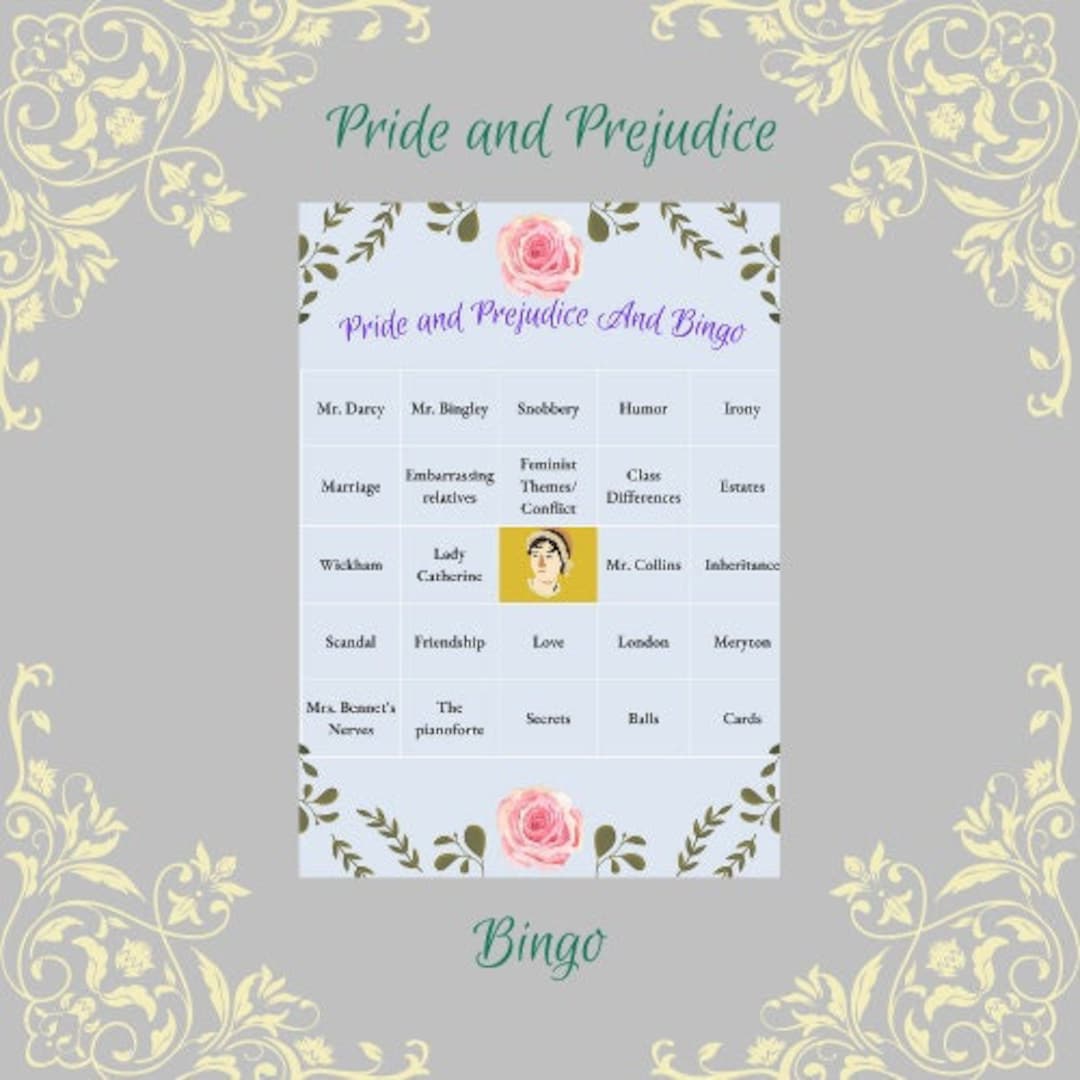 Pride and Prejudice Bingo Card! Pride and Prejudice Game, Printable ...
